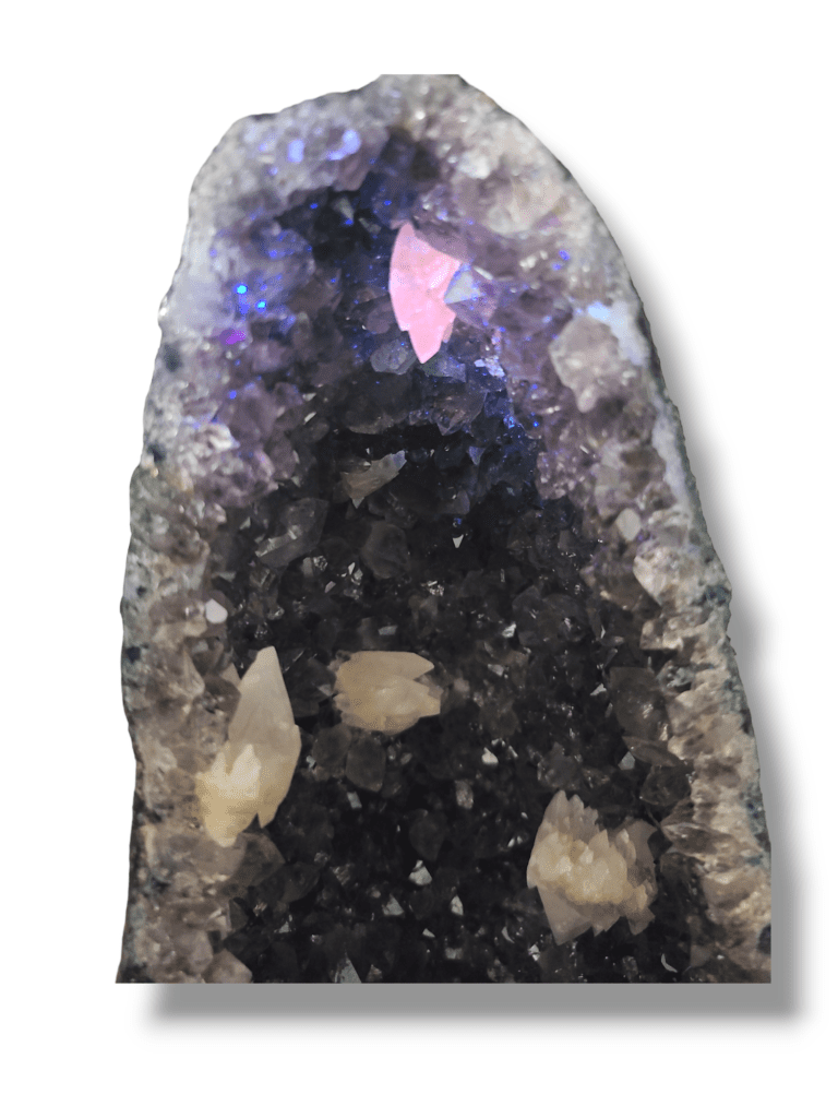 Cathedral Cut Amethyst with Fluorescent Calcite: Luminous Geologic ...