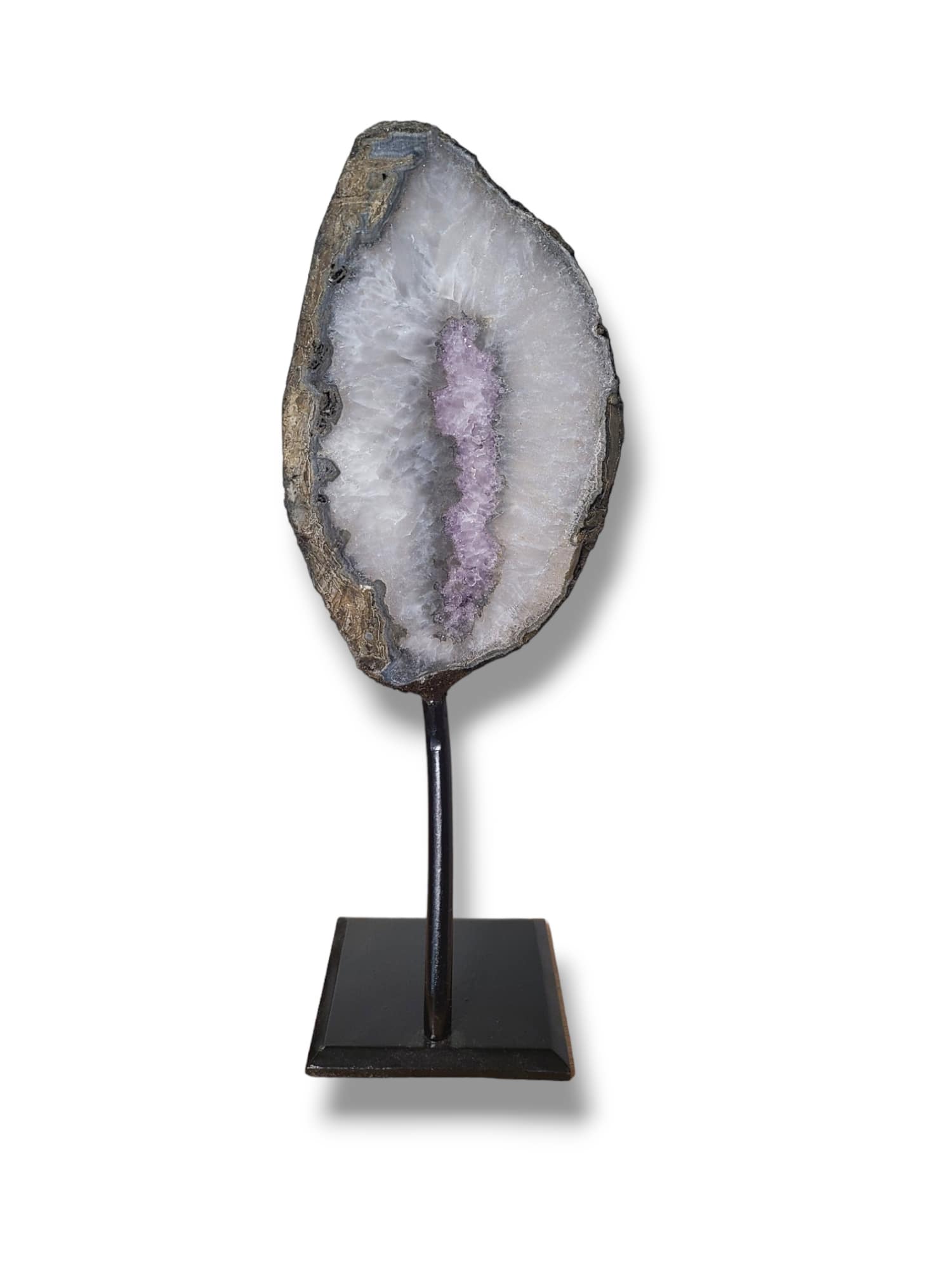 Amethyst Geode Slice: Vertical Elegance on a Metal Stand - Miami Mining ...