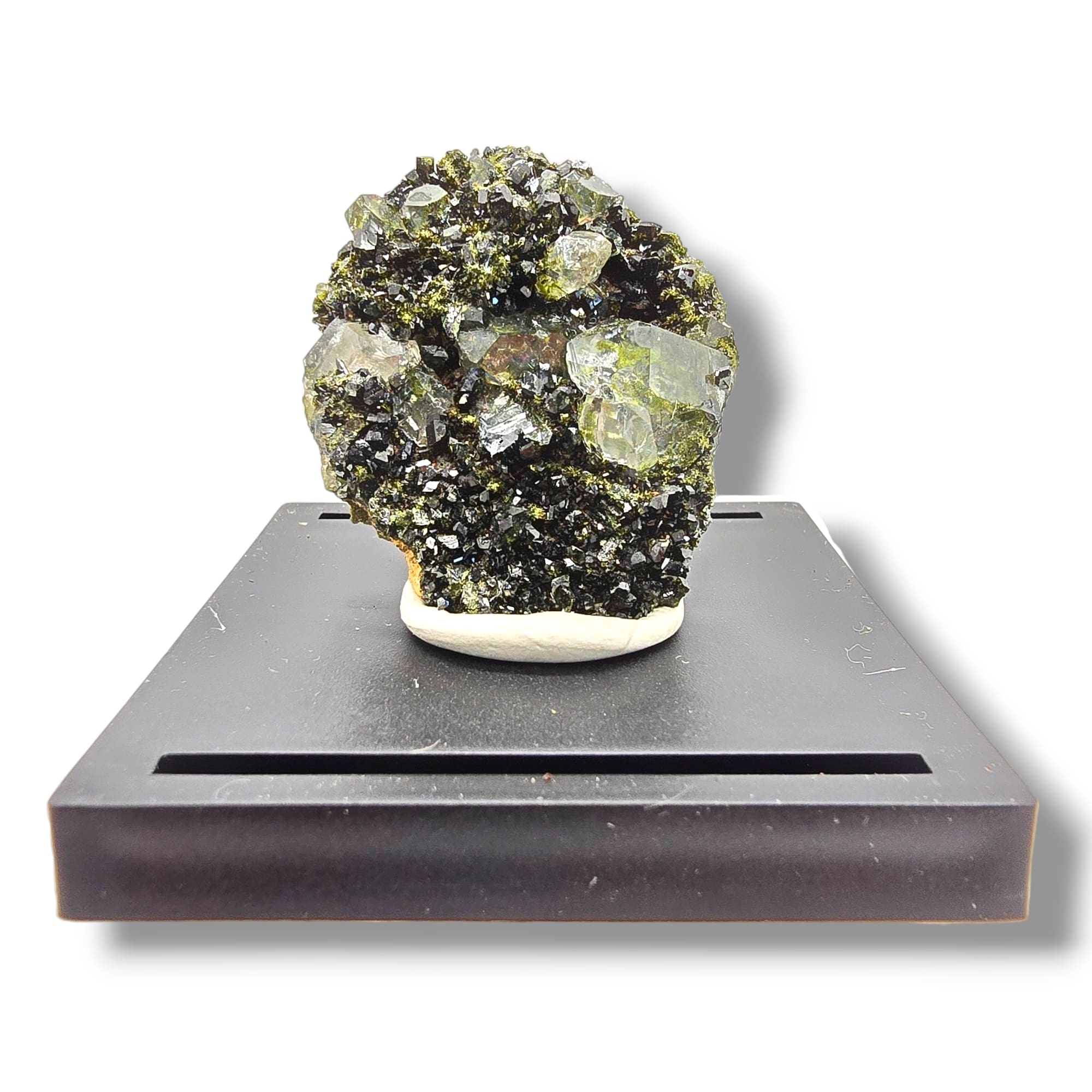 Sparkling Forest Epidote on Quartz Cluster from Semdinli, Turkey