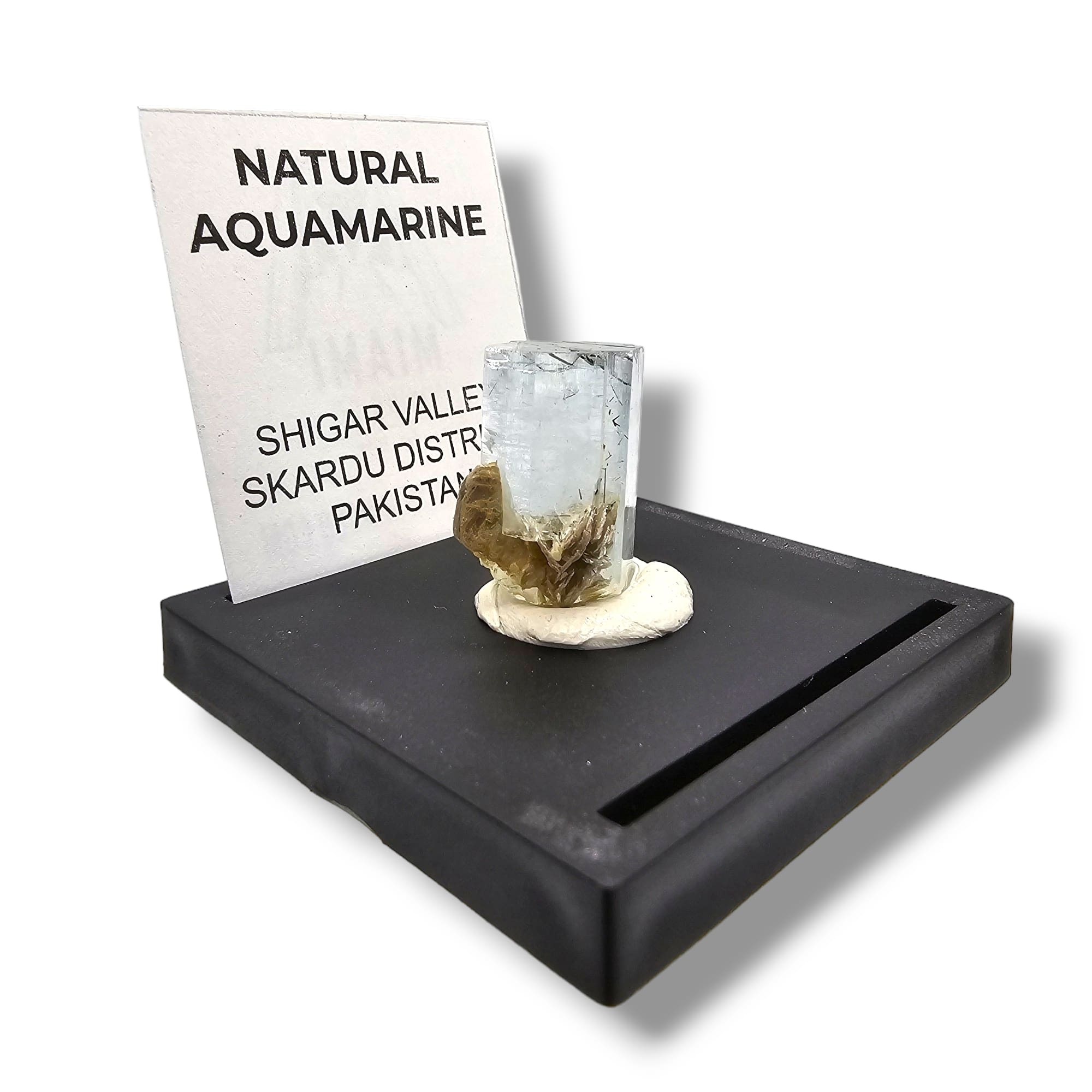 Natural Aquamarine with Muscovite and Rutile Needles from Shigar Valley