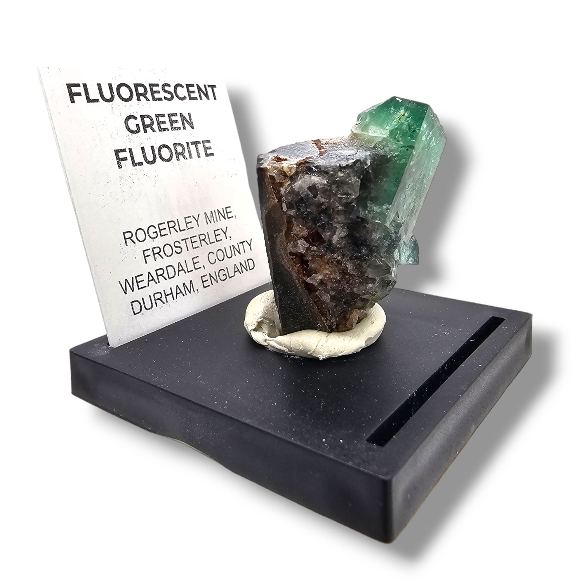 Vibrant Fluorescent Green Fluorite Cluster from Rogerley Mine, England